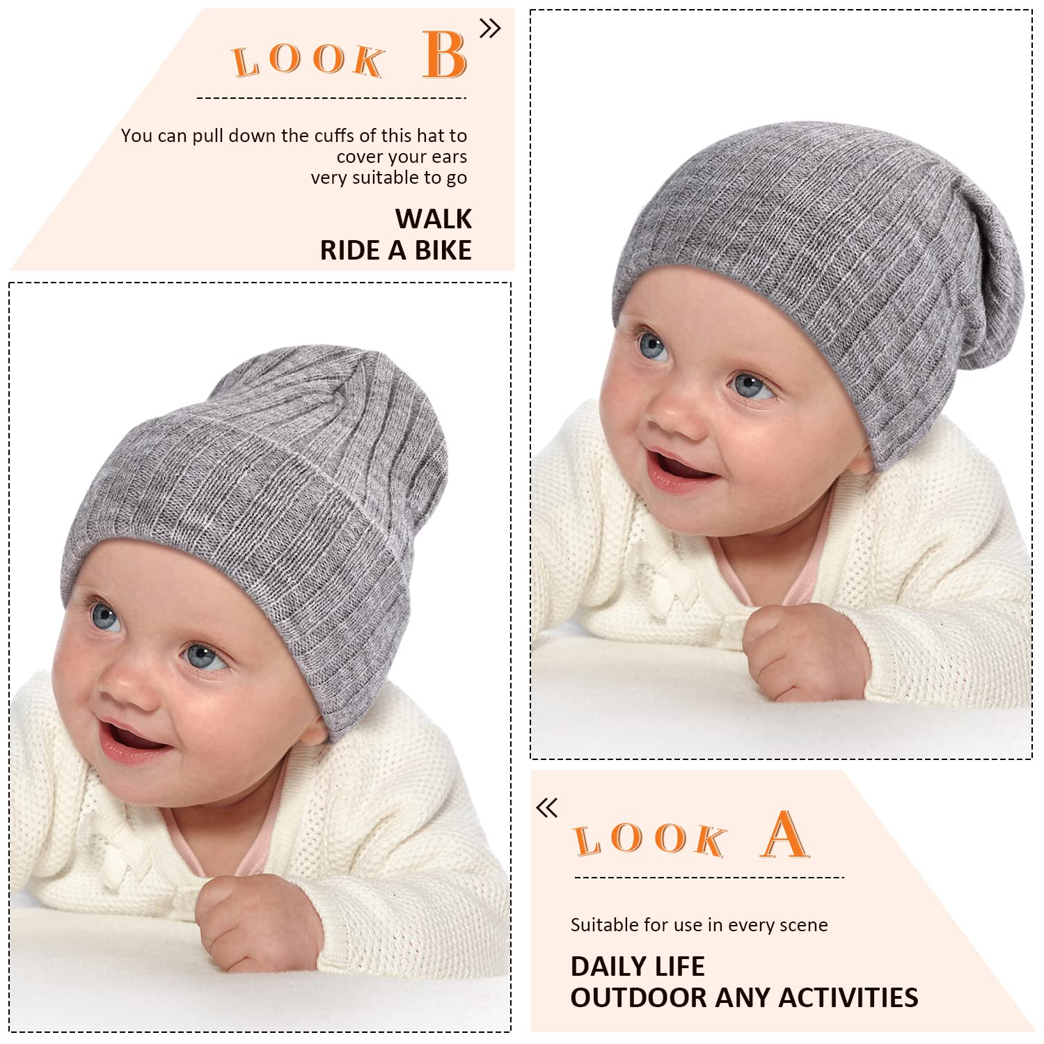 Newborn Winter Beanie Hat,Soft Baby Knit Beanie with Smiley Face for Infant Toddler Boy GILR Winter Warm Hat