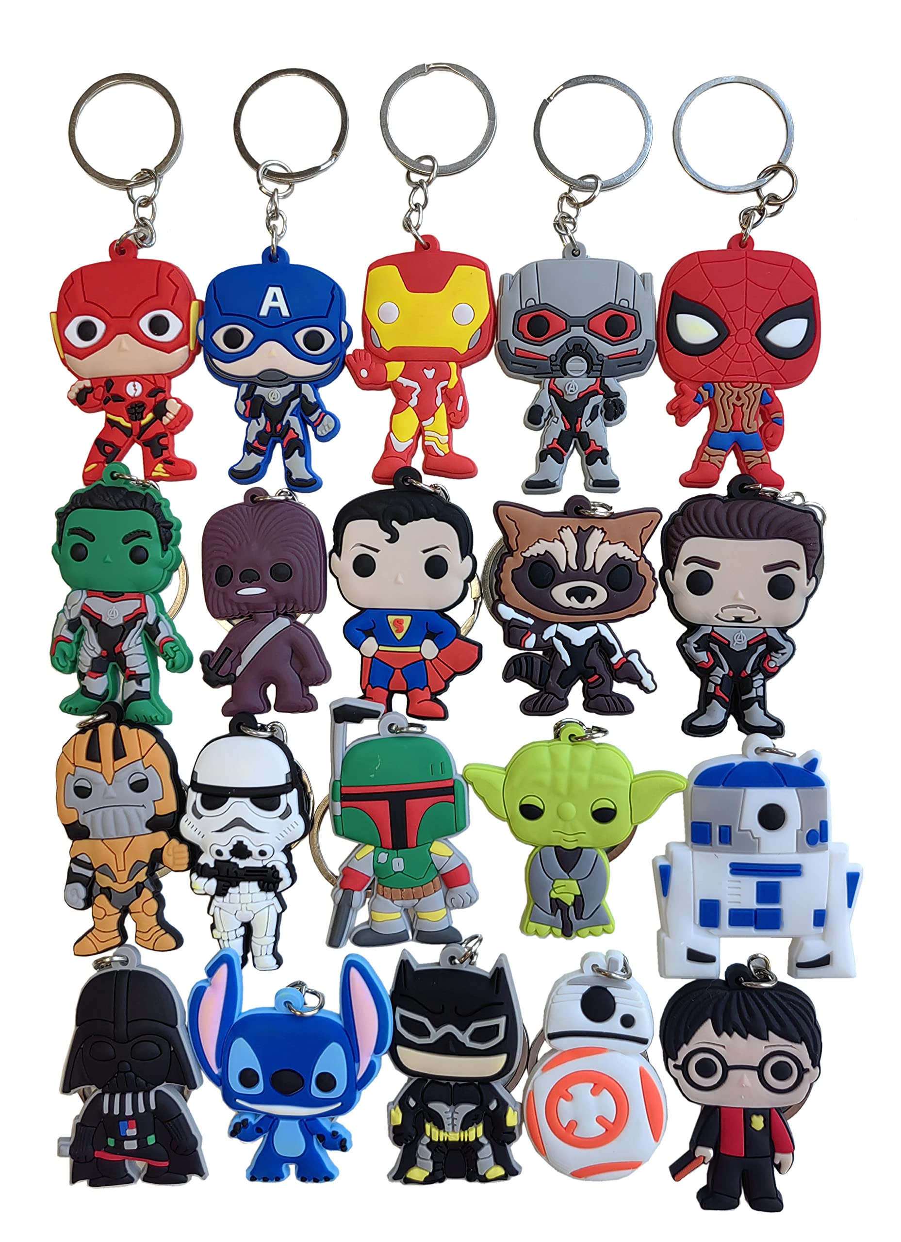 HUANGQH 20PCS funny cartoon keychainsďźtags Goodie Bag Stuffer Christmas gifts and holiday charms