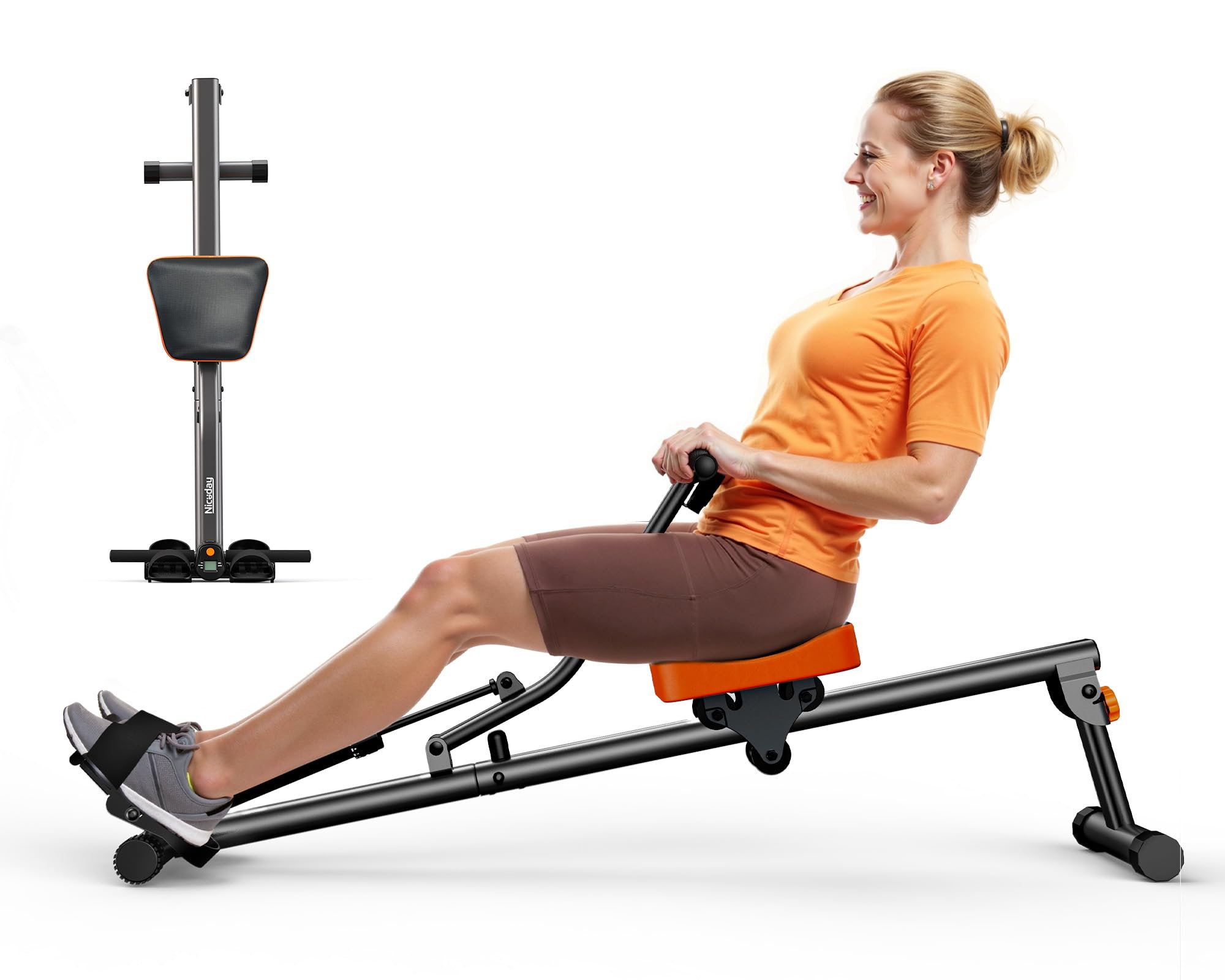 Niceday Hydraulic Rowing Machines for Home Use with 16-Level Adjustable Resistance and 300 LB Loading Capacity