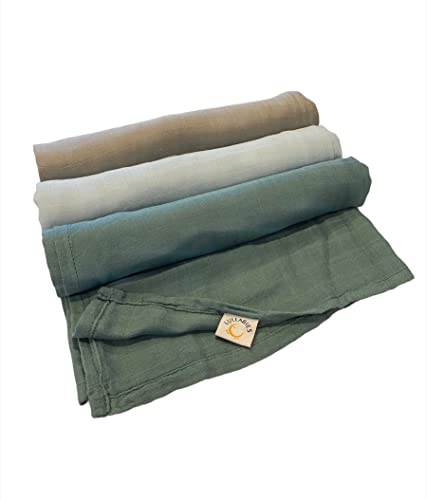 LULLABIES Organic Muslin Swaddle Blankets, Soft Solid Earth Tones 3 Pack Baby Swaddle Blankets Muslin Receiving Blanket Wrap, Large 47 x 47 inches, Solid Color Baby Swaddling (Ocean Waves)