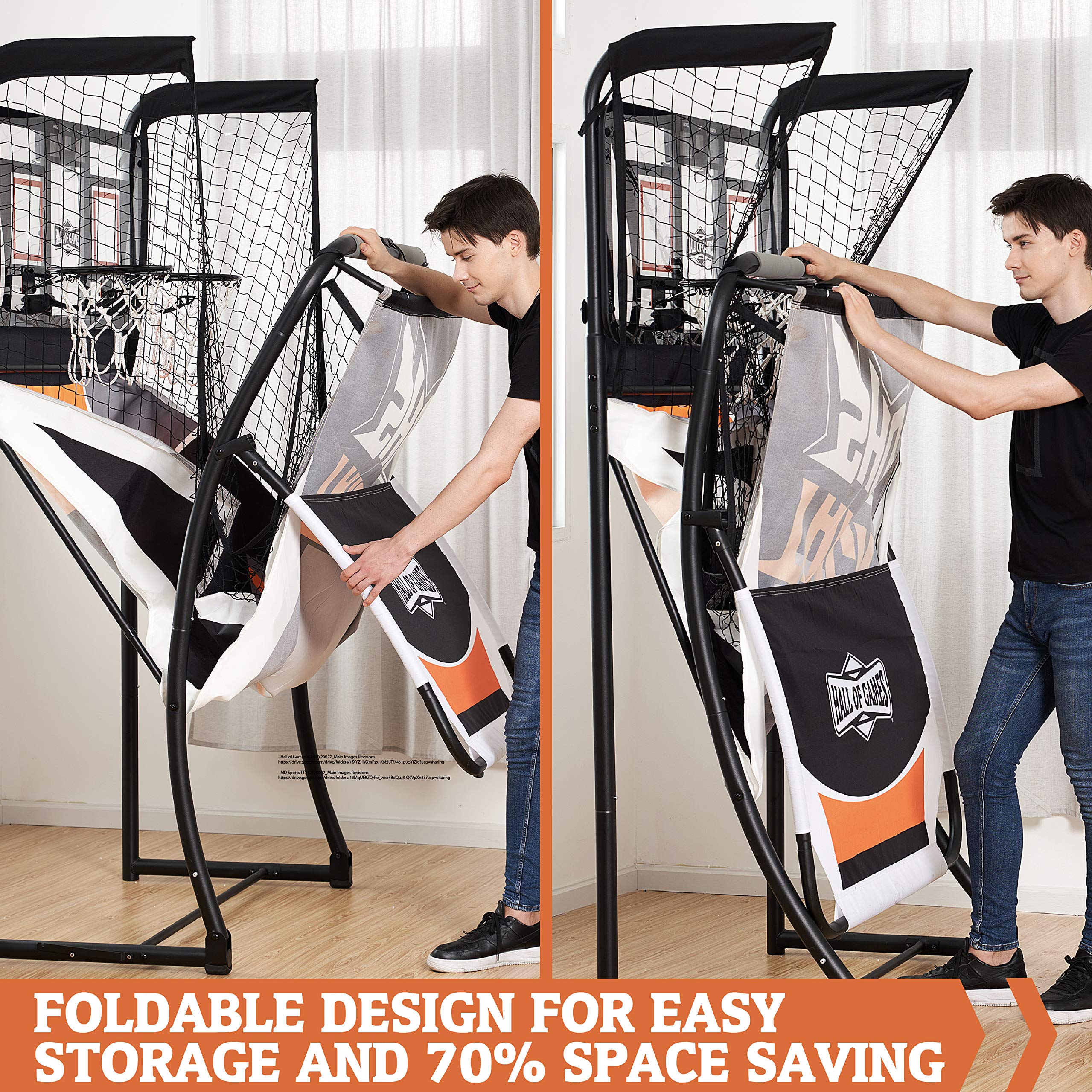 Hall of Games 2 Player Arcade Basketball Game, Black/Grey