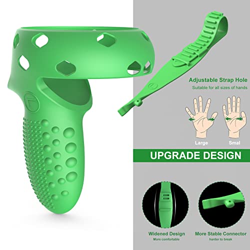 HUIUKE Touch Controller Grip Cover for Quest 2 with VR Shell Cover, Silicone VR Face Cover Pad and Lens Cover, 4 in 1 Silicone Cover Set for Quest 2 Accessories (Green)