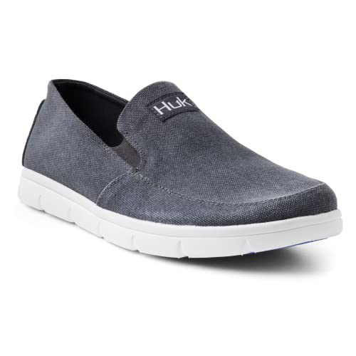 HUK Men's Brewster Slip On Wet Traction Fishing & Deck Shoes Boat, Classic-Volcanic Ash, 9