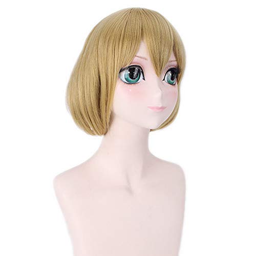 HOOLAZA Golden Short Straight Bangs Wig 30Cm Love Live Hanayo Koizumi Cosplay Wig