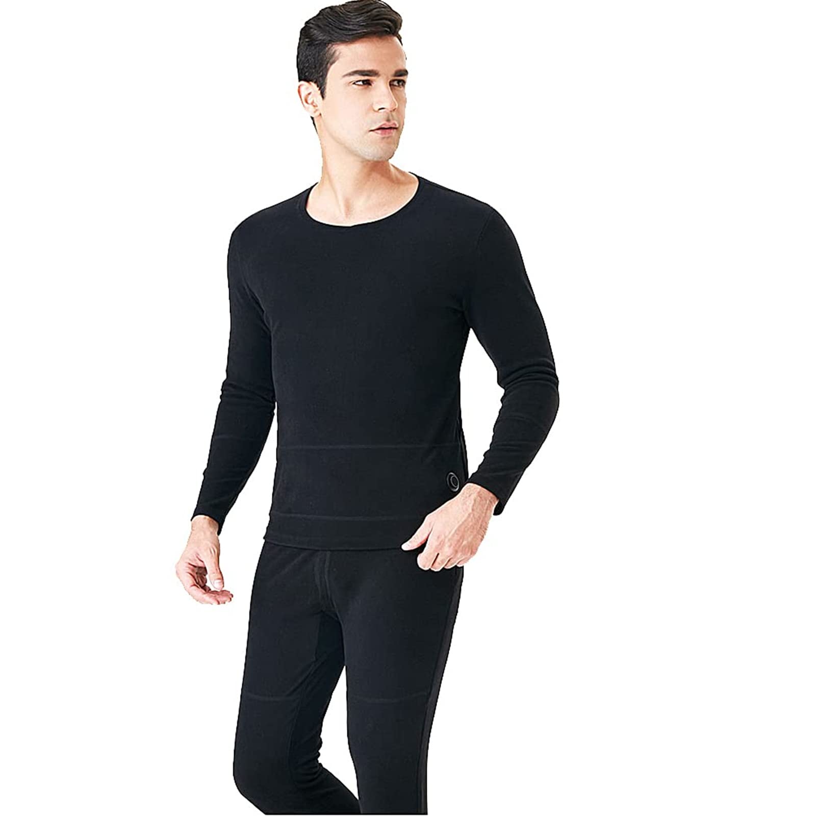 HWZZ Electric Heating Thermal Underwear Set, Winter Men's USB Heating Underwear Suitable for Outdoor Cold Work,Black,L
