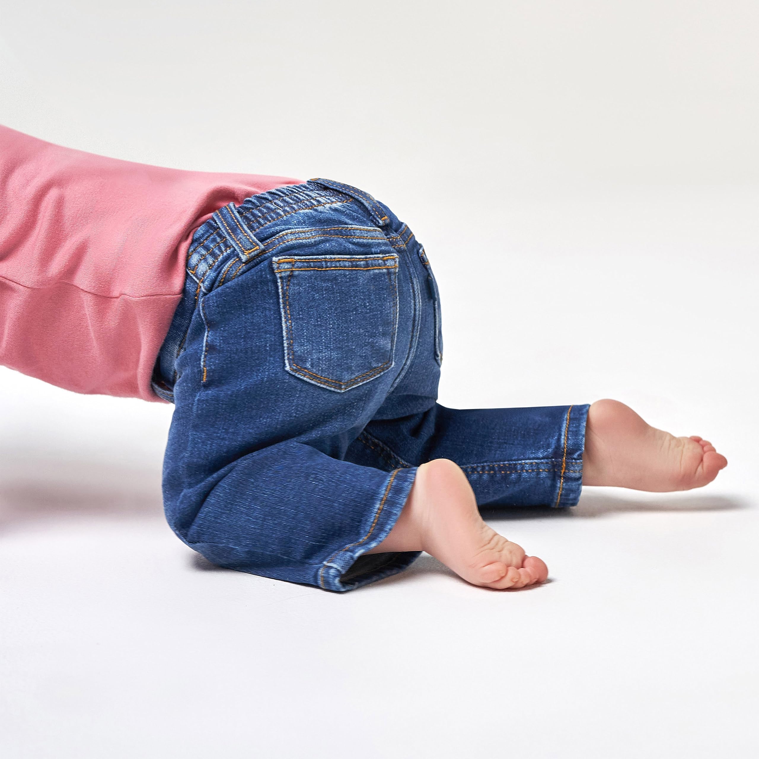 Gerber Baby Toddler Straight Leg Stretch Denim Jeans, Infant Blue, 3-6 Months
