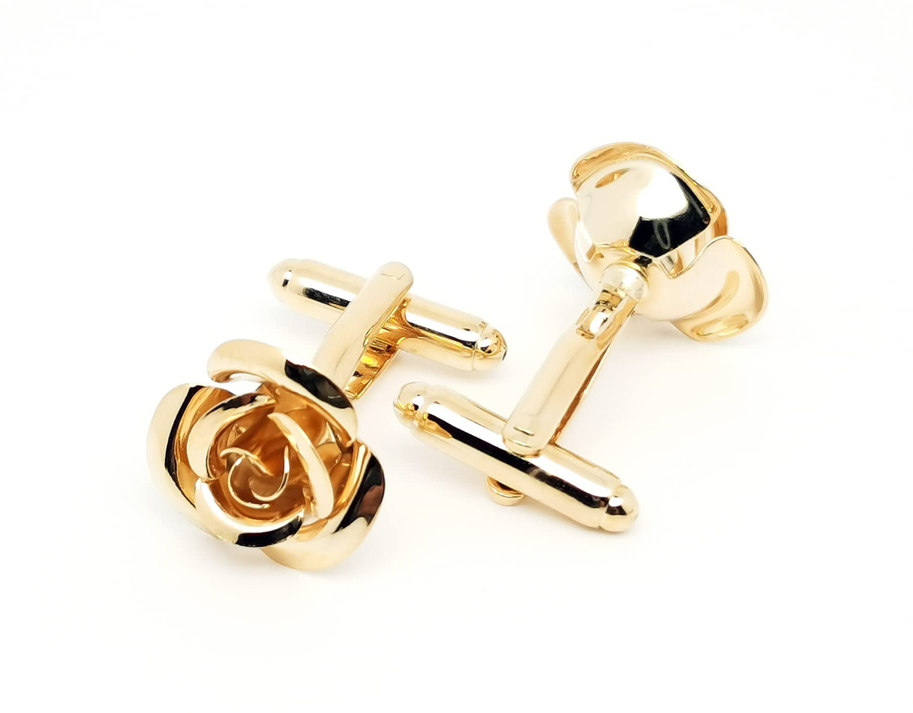 Jonwo Rose Gold Flower Shape French Shirt Jewelry Cufflinks Stainless Tuxedo Cuff Links Buttons With Gift Box for Business Wedding
