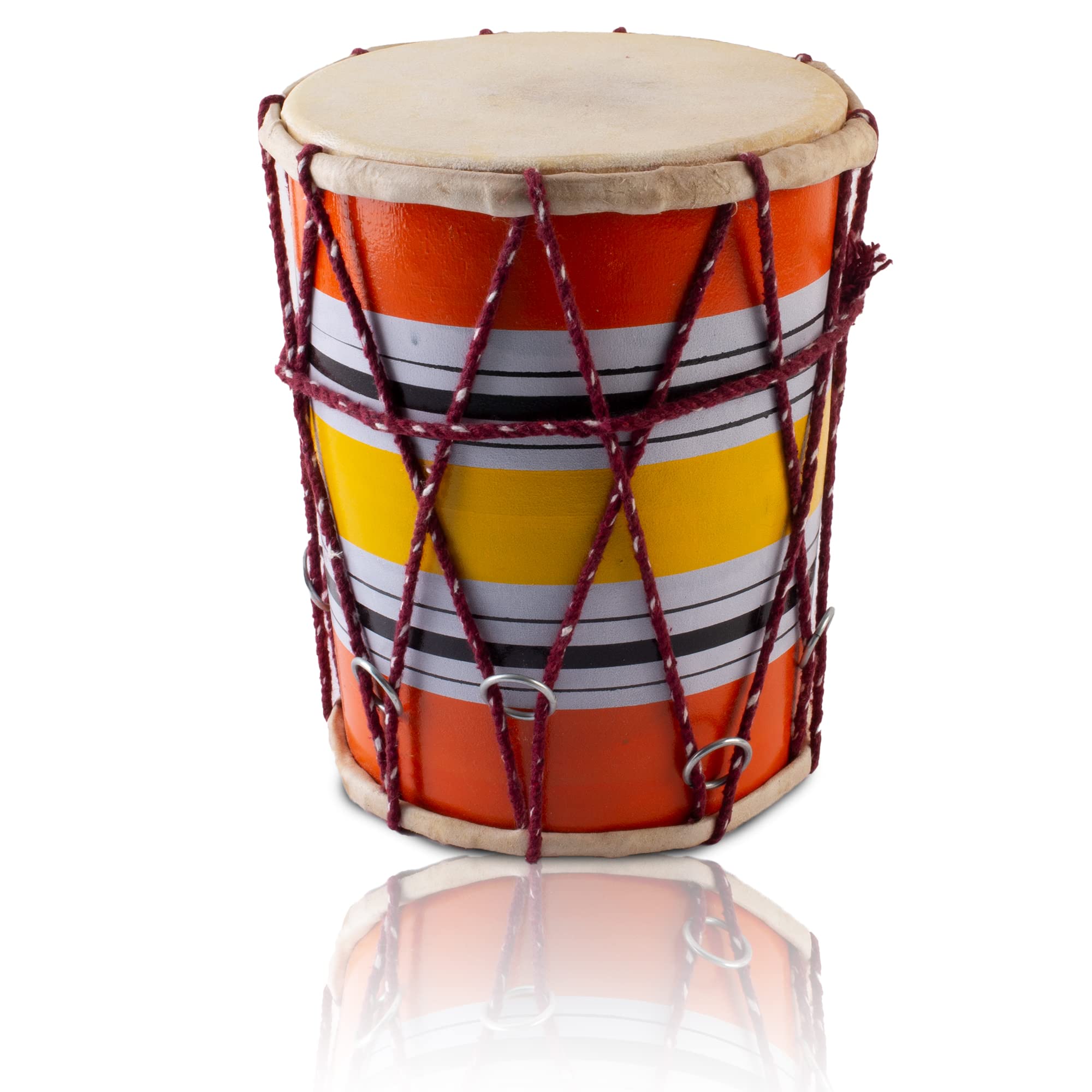 Handmade Wooden & Leather Classical Indian Folk Tabla Drum Set Hand Percussion Drums World Musical Instruments Punjabi Dhol Dholak Dholki 8 x 6 Inches Fun Birthday Housewarming Gift Ideas