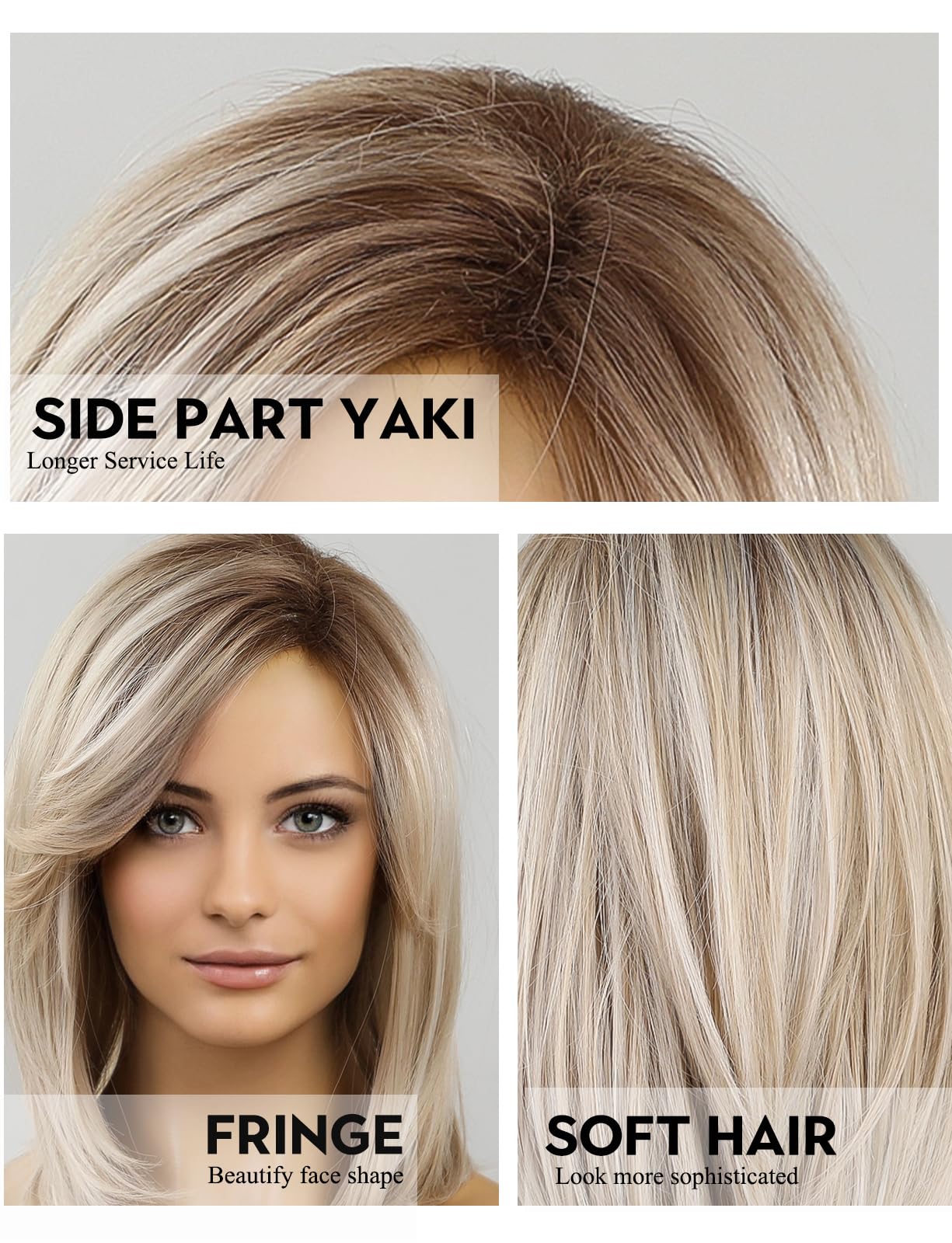 HAIRCUBE Shoulder Length Bob Wigs for Women Side Parting