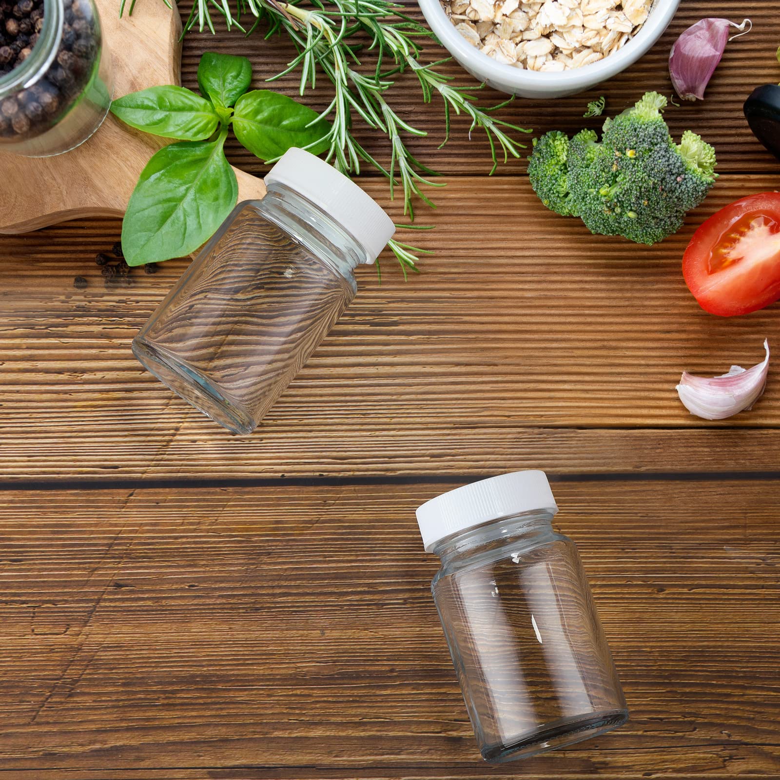 Hoolerry 32 Pcs Juice Shot Bottles 2 oz Juicing Bottles with Caps Reusable Mini Glass Jars with Lids Small Juicing Containers for Juicing Ginger Beverage Storage
