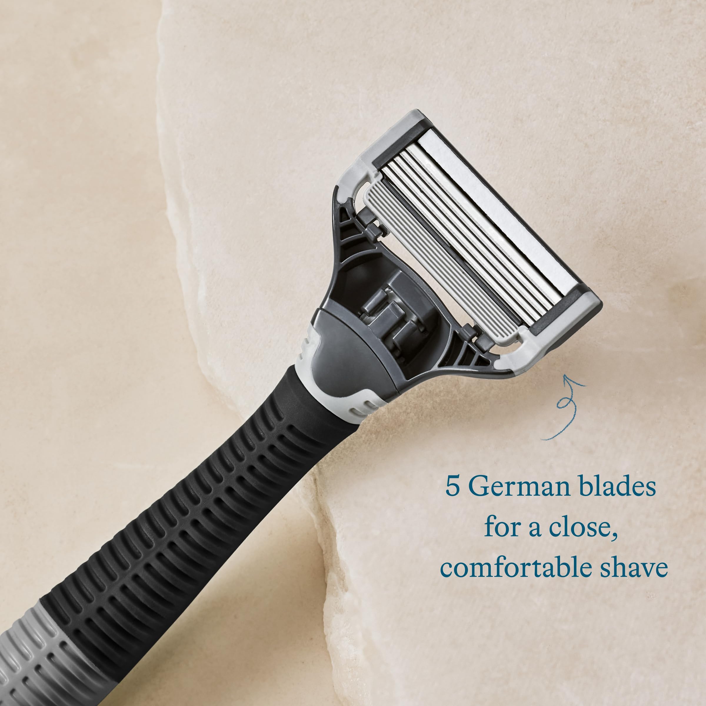 Harry’s Razors for Men - 5 German-engineered 5-Blade Cartridges, Travel Cover, Shave Gel (Charcoal)