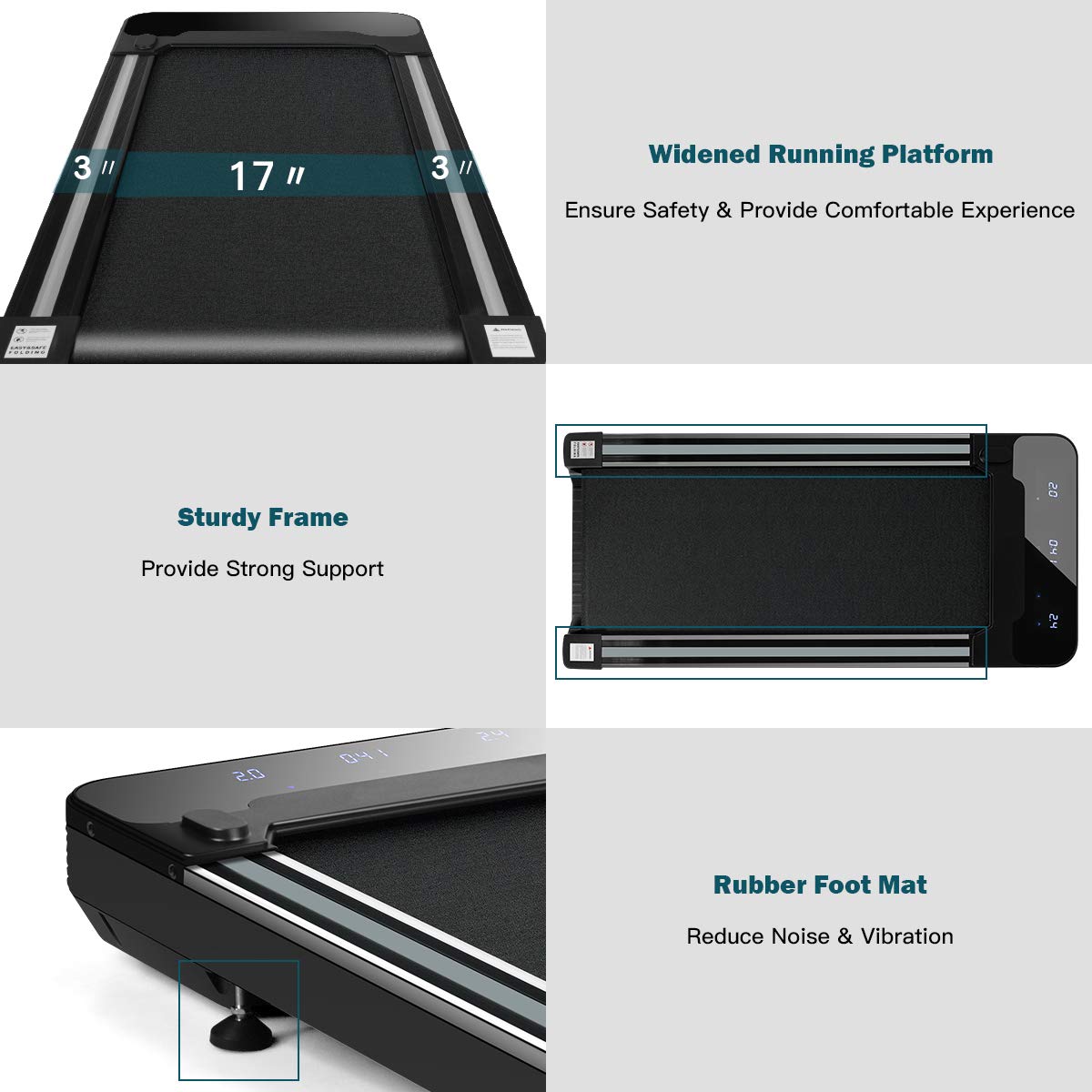 GYMAX Under Desk Walk Treadmill, Easy Assembly Flat Treadmill with LED Display, Touch Control, Independent Remote Controller, Electric Walking & Jogging Machine with 3 Preset Models & 12 Built-in Prog
