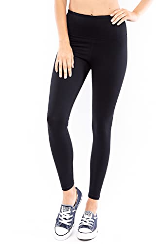 Hype Up Women's High Waisted Super Soft Buttery Activewear Full Length Yoga Leggings with Inner Pocket (S-3X) Black