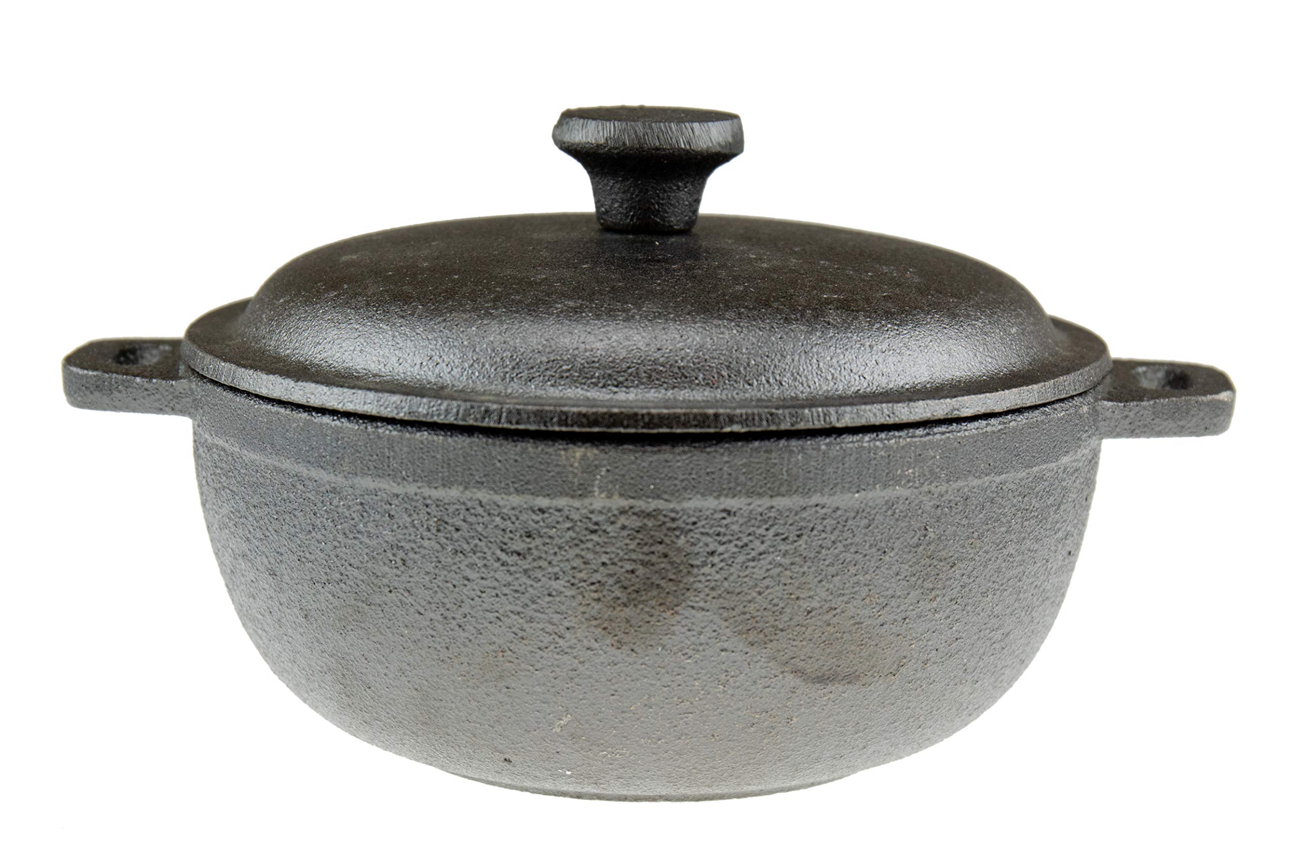 Heavy Duty Pre Seasoned Mini Cast Iron Dutch Oven Set of 3, Oven Safe Cooker, Black