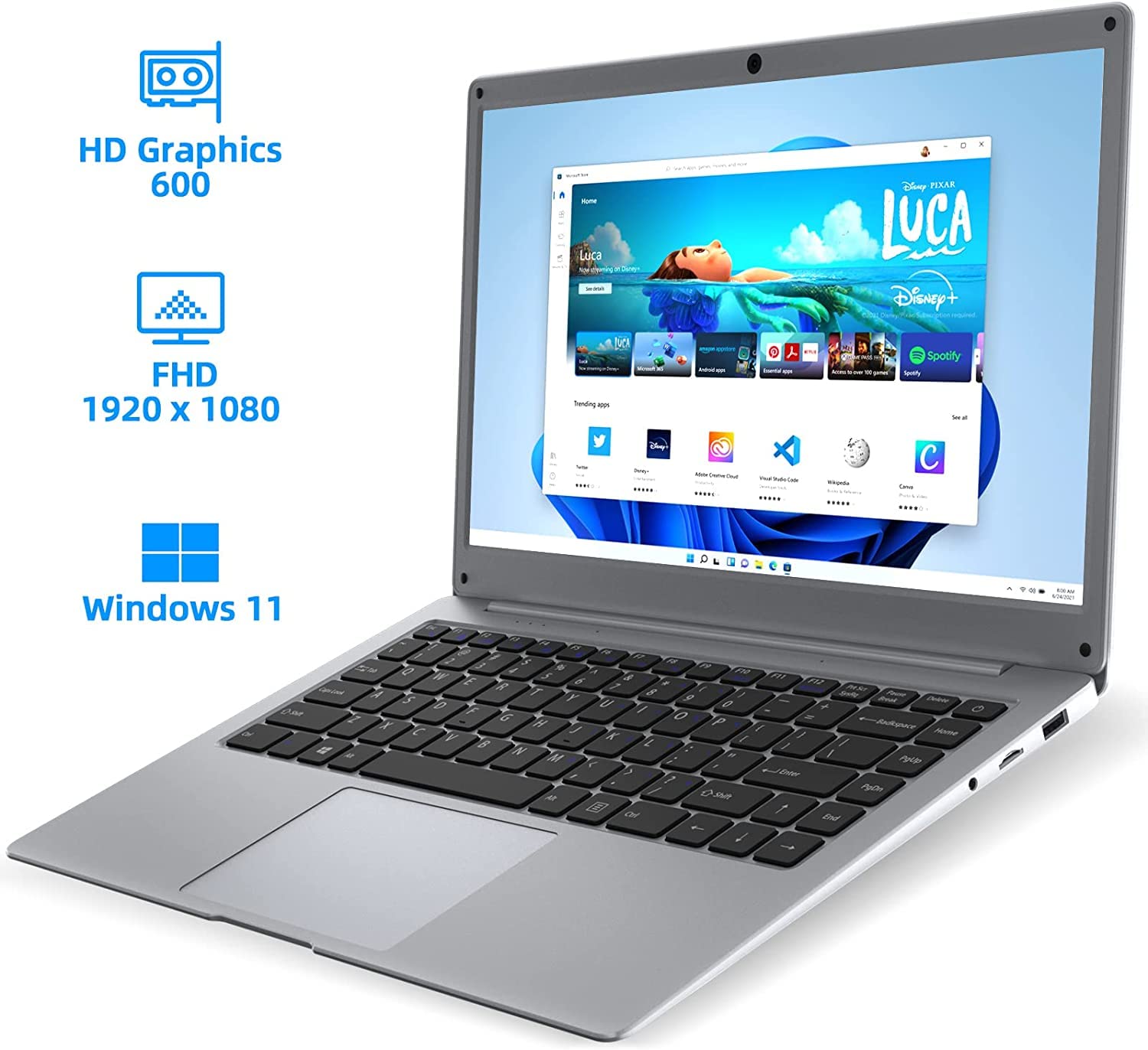 jumper Laptop 12GB DDR4 256GB SSD, Intel Celeron 2.4GHz Processor, Windows 11 Computer with 14 Inch FHD IPS Display, Dual Speakers, Dual-Band WiFi(2.4/5G), 35.52WH Battery, USB3.0, Type-C, Slim.