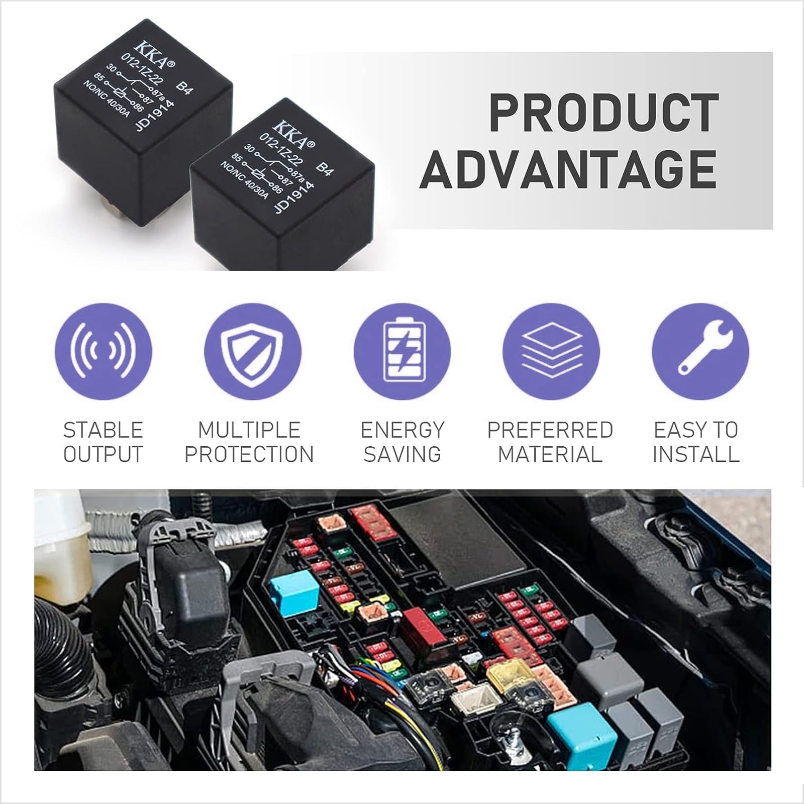gunhunt 4 PCS 40A Automotive Relays, Car Relay Switch, 5 Pin Relay, 12V Waterproof Car Relay, Trim System Components, Replacement for Car Boat Outboard Motor (Black)