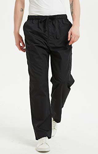 VOGRYE Men's Scrubs Pant Cargo Scrubs Pant with Poctets (M, Black)