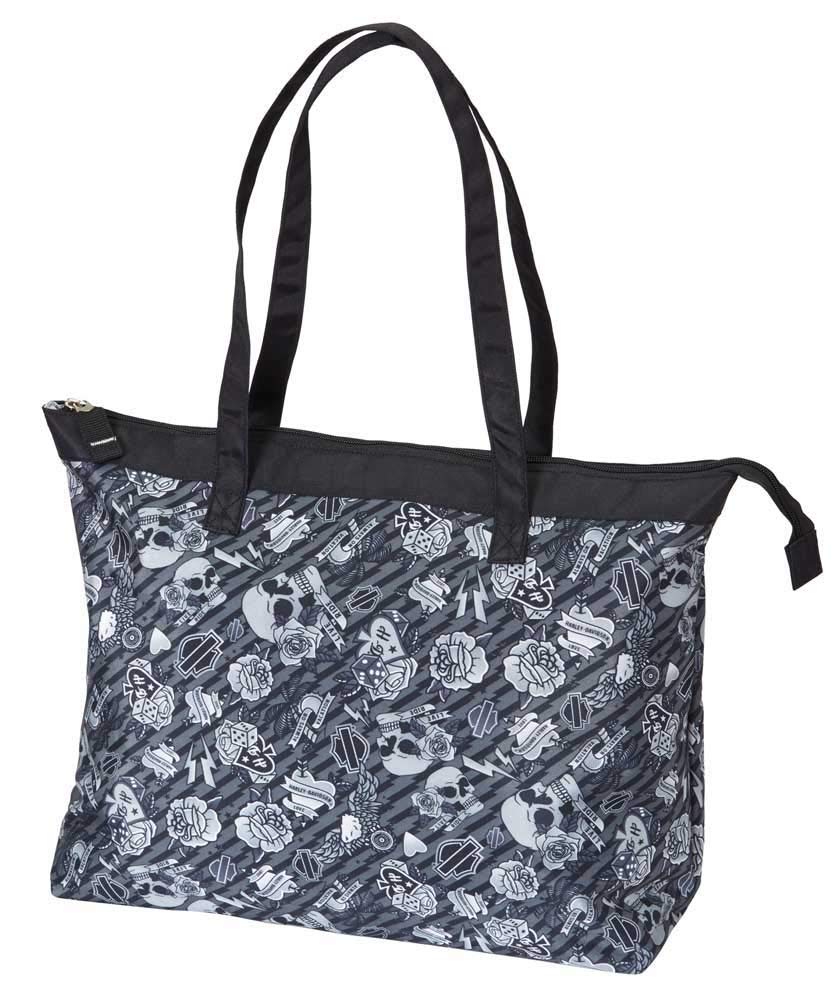 Harley Davidson Women's Shopper Tote, Grey Tattoo, One Size