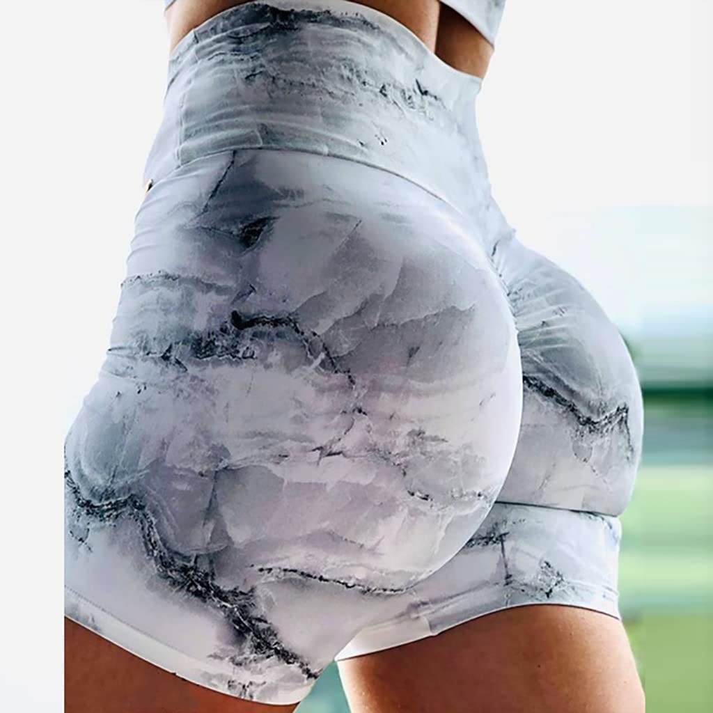 lcziwo Women's High Waist Shorts Workout Yoga Running Gym Compression Shorts Scrunch Butt Lifting Elastic Tights Pants