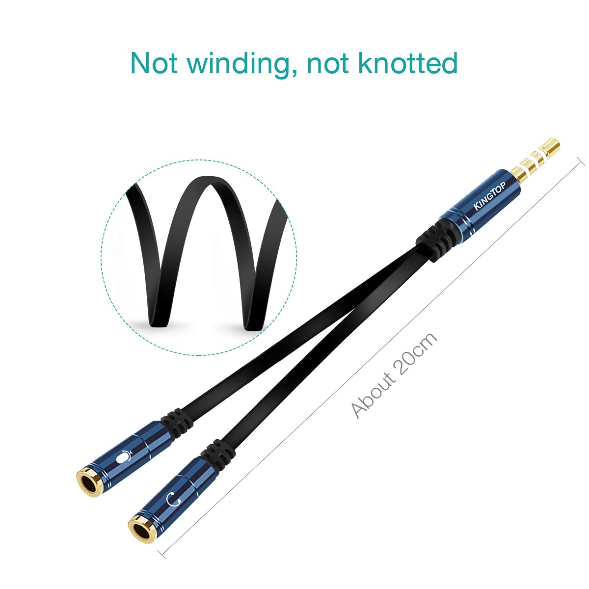 KINGTOP 3.5mm Combo Audio Adapter Cable Compatible for PS4,PS5,Xbox One S,Switch,Tablet,Mobile Phone,PC Gaming Headsets and New Version Laptop(Blue)