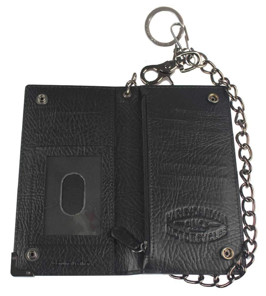 Harley-Davidson Men's Gunmetal Leather Tall Biker Bi-Fold Wallet GM6501L-BLK