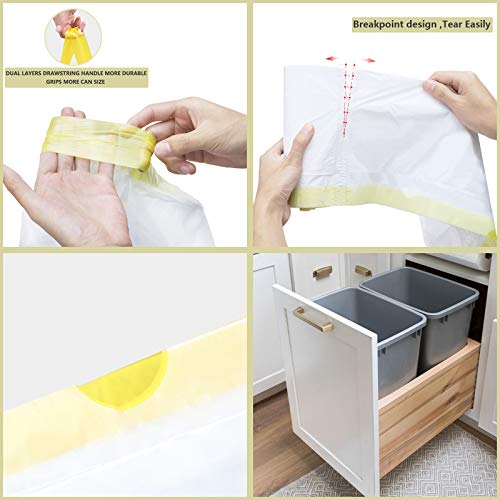 Trash Bags 4 Gallon Drawstring Bathroom 5 Gallon Garbage Bags Small White Ultra Strong Trash Bin Liners 5-7 Gallon for Bathroom Kitchens Office (5-7 GAL 90 Count)