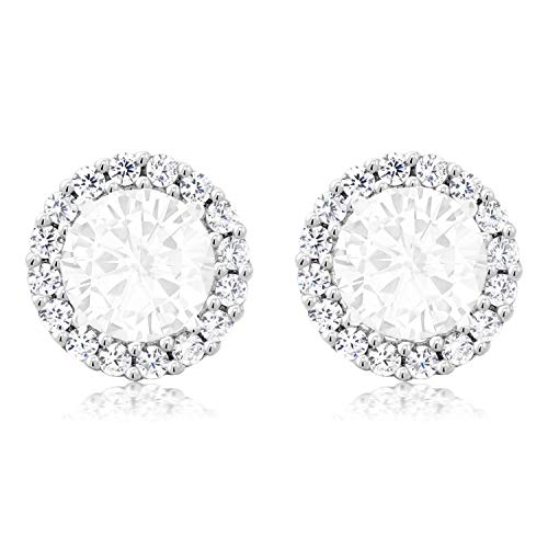 Gem Stone King 925 Sterling Silver White Zirconia Women Earring Jackets For 7.00MM Round Cut Studs