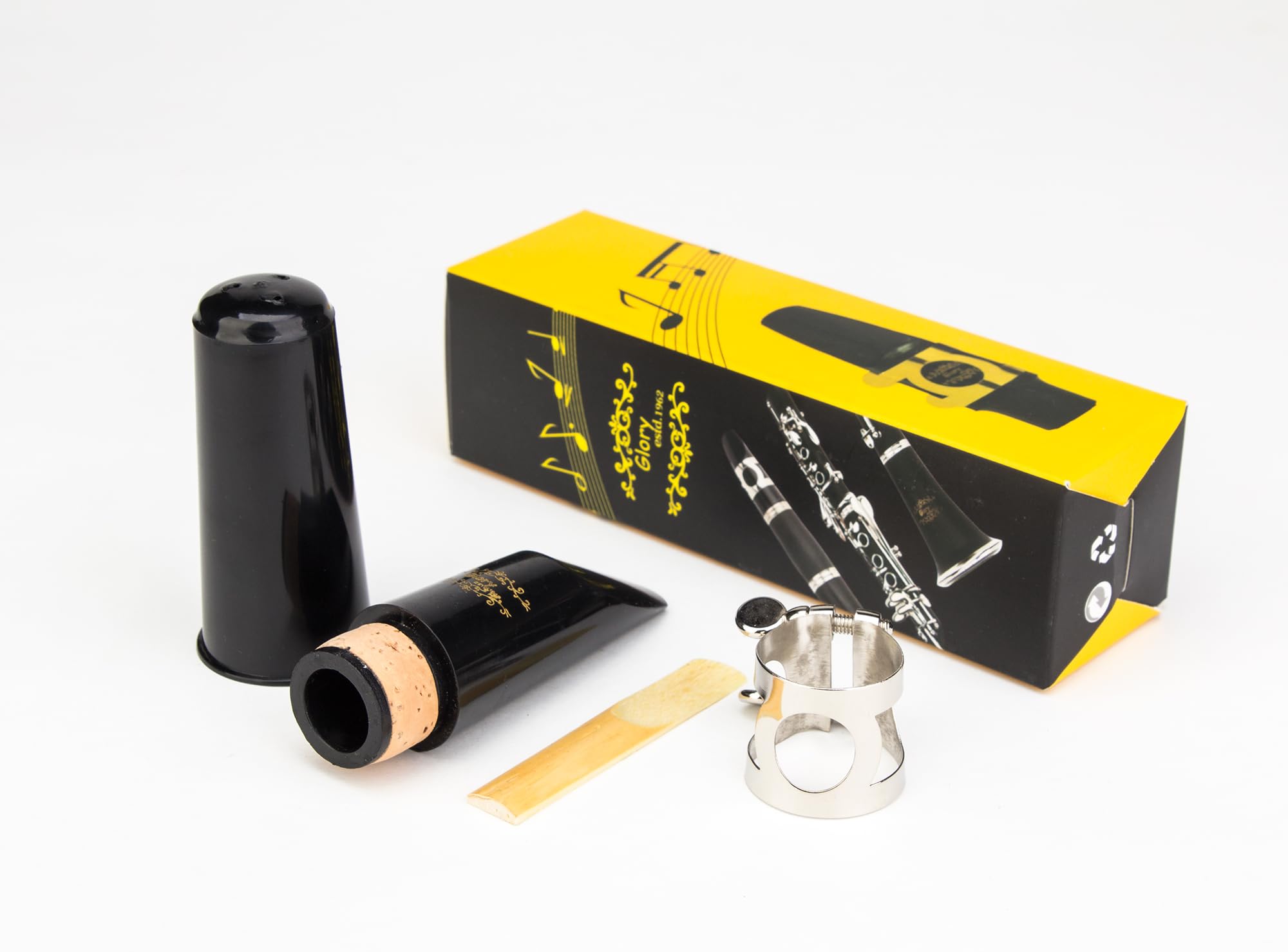 Glory Clarinet Mouthpiece Kit with Ligature,one Reed and Plastic Cap~black, Click to See More Colors