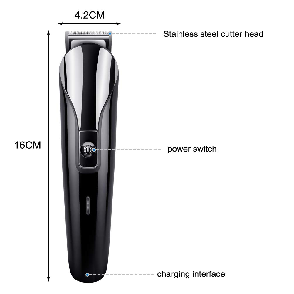 Hair Clipper Beard Trimmer Beard Trimmer Men's Hair Trimmer Hair Trimmer Nose Trimmer Body Groomer Waterproof Multi-Function USB (1711 B) (Deep Black)