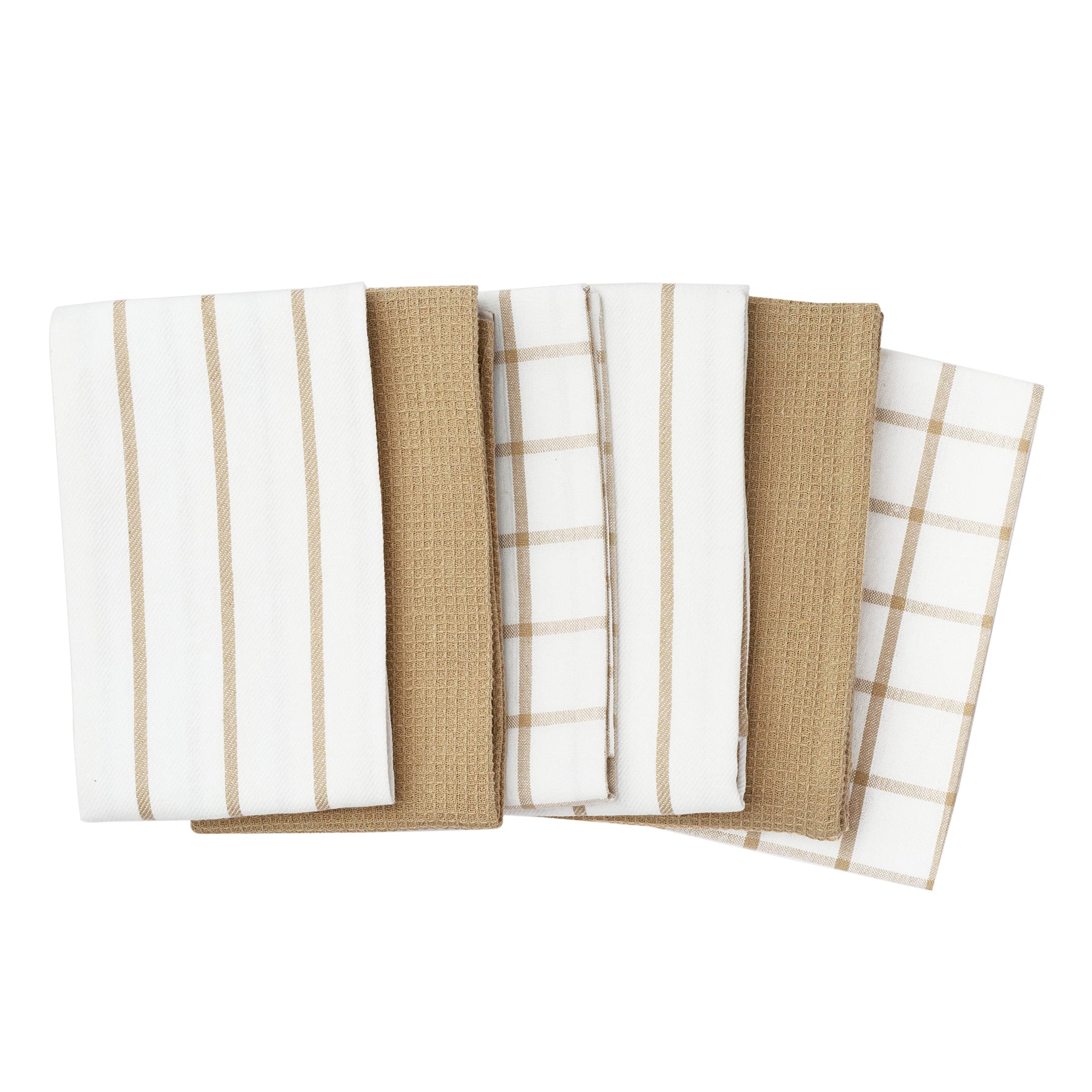 LANE LINEN Kitchen Towels Set - Pack of 6 Cotton Dish Towels for Drying Dishes, 18”x 28”, Kitchen Hand Towels, Tea Towels, Premium Dish Towels for Kitchen, Quick Drying Kitchen Towel Set - Beige