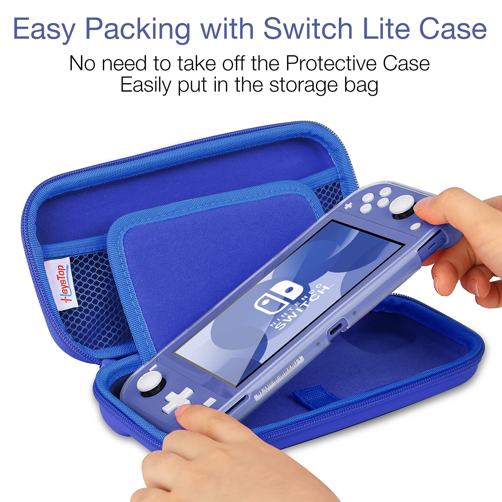 HEYSTOP Carrying Case Compatible with Nintendo Switch Lite ,Portable Protective Case for Switch Lite with Storage for Nintendo Switch Lite Console and Accessories(Blue)