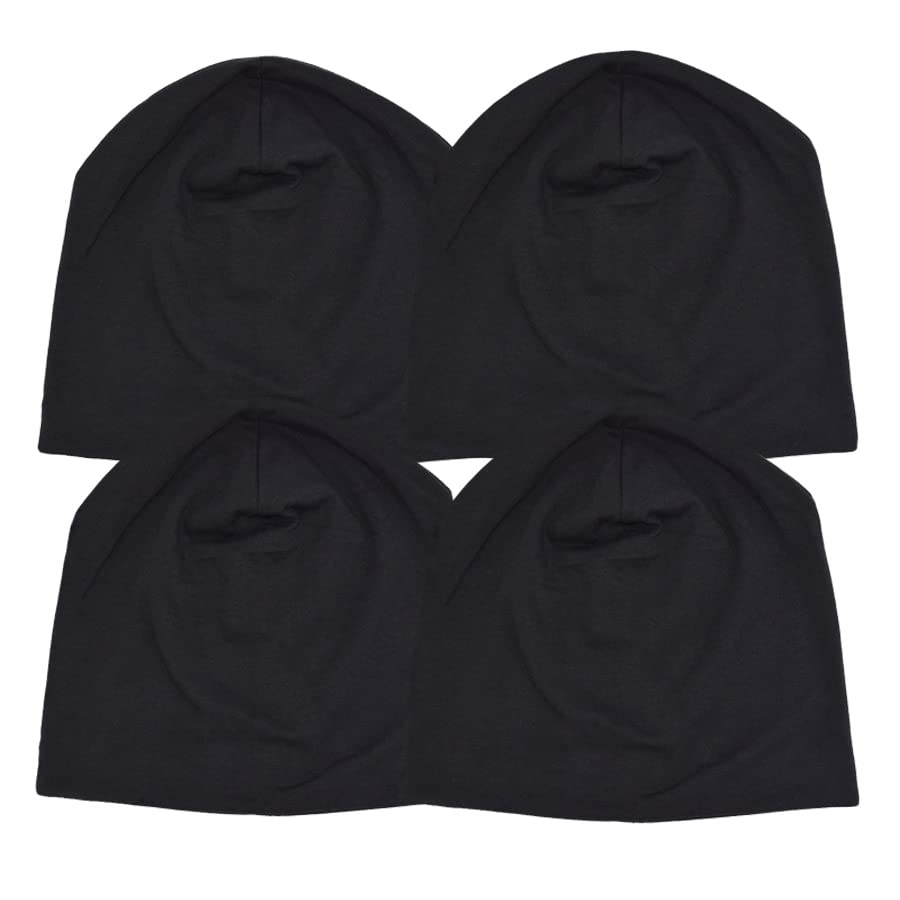 Kninmdor Cotton Beanie Hat Skull Caps Slouchy Hats Soft Chemo Cap Lightweight Jersey Running Beanies for Men and Women - Black, Dark Heather Grey,Tan, Dark Grey