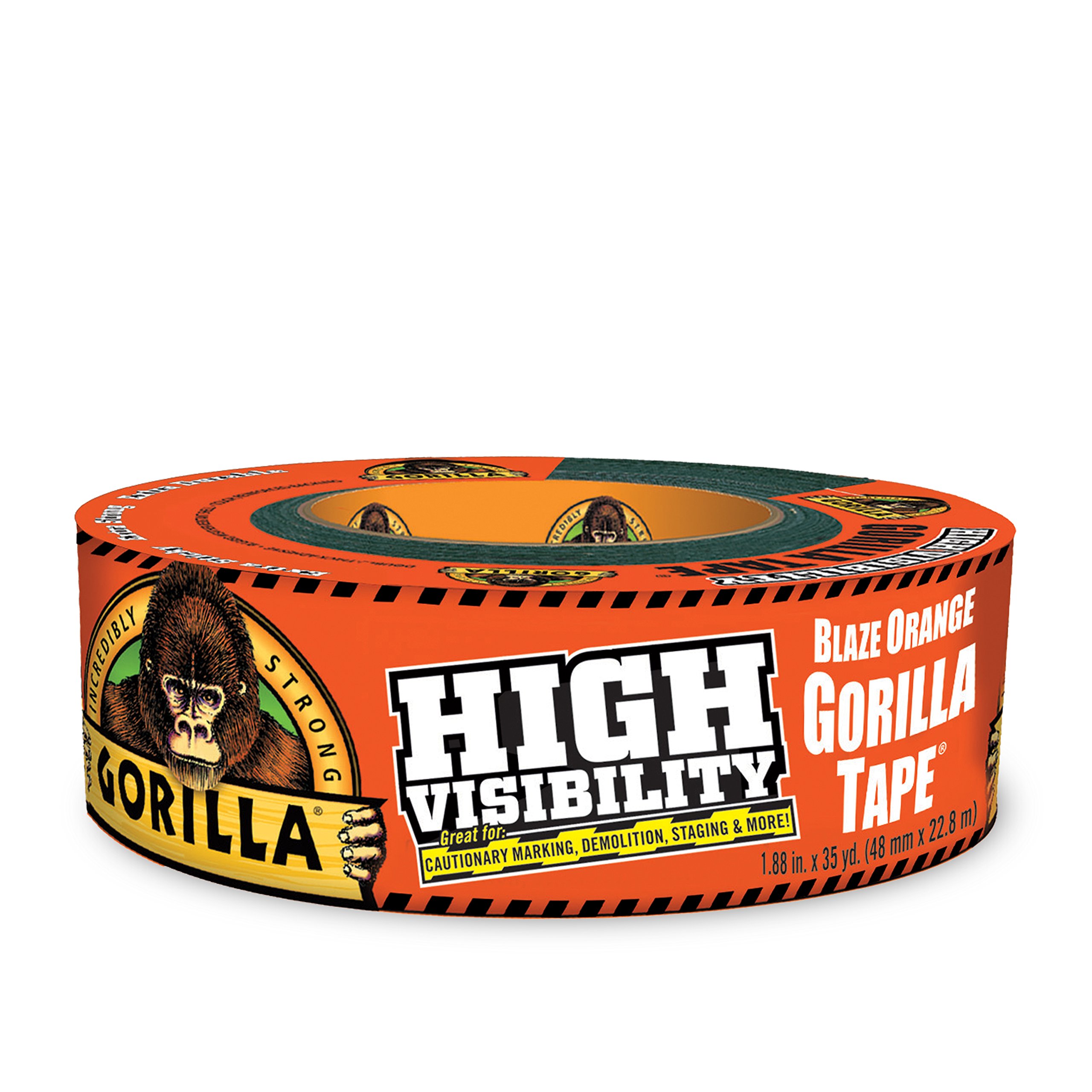 Gorilla Tape, High Visibility Duct Tape, 1.88" x 35 yd, Blaze Orange, (Pack of 1)