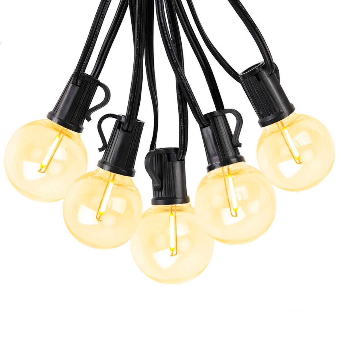 HooYan 25Ft LED G40 Patio String Lights with 50+4 Plastic Clear Bulbs - Backyard Garden Lights,Backyard Lights for Outside Commercial Decor (2-Pack)