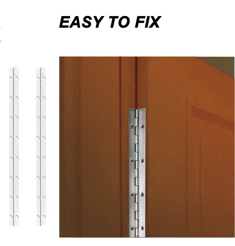HyPROM Piano Hinge Heavy Duty Continuous & Piano Hinges,4PCS 16Inch Stainless Steel Piano Hinges Folding Door Butt Hinge,0.04" Thickness 1.2”Open Width for Boats Cabinets Storage Box with Screws