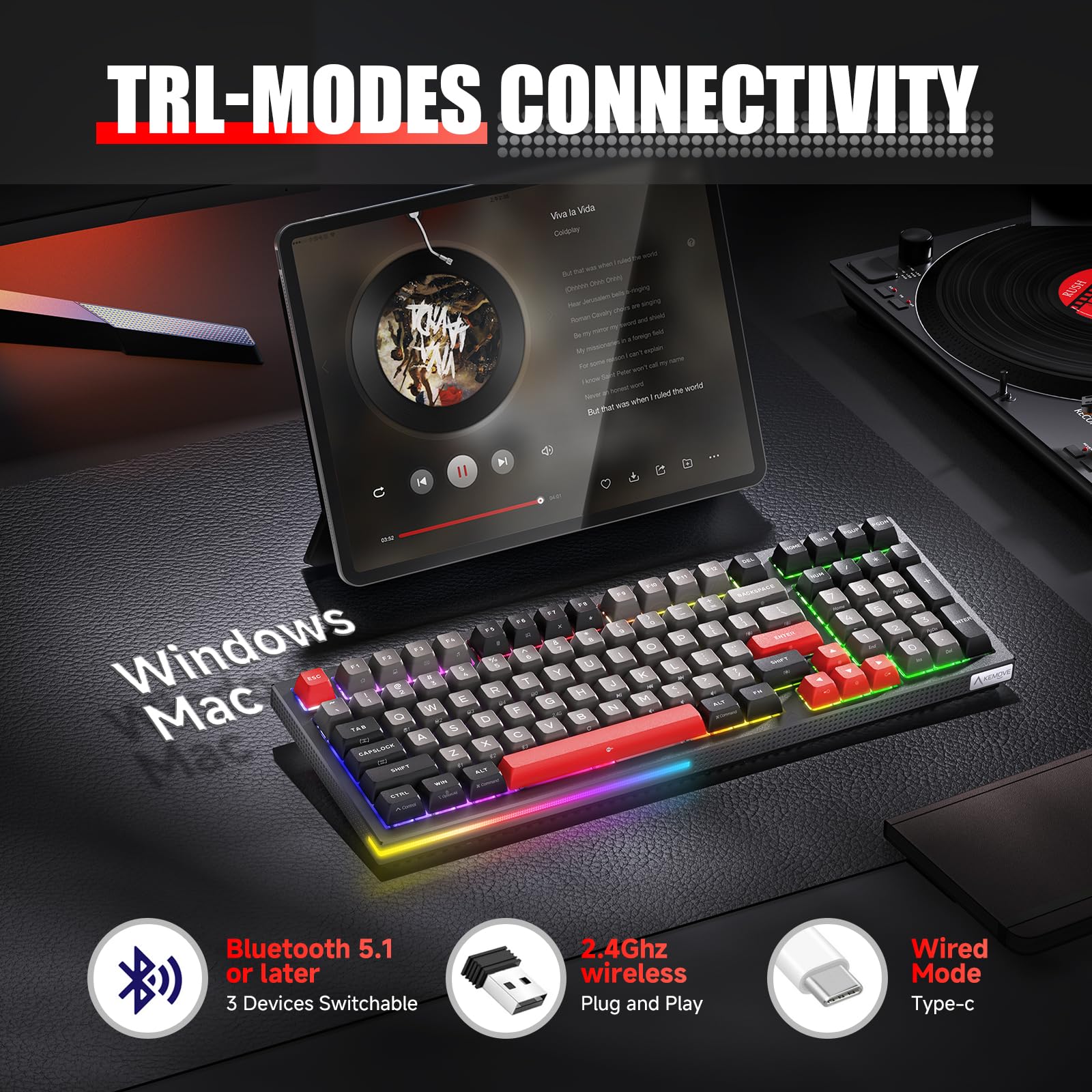 KEMOVE K98 Wireless Mechanical Keyboard (White)