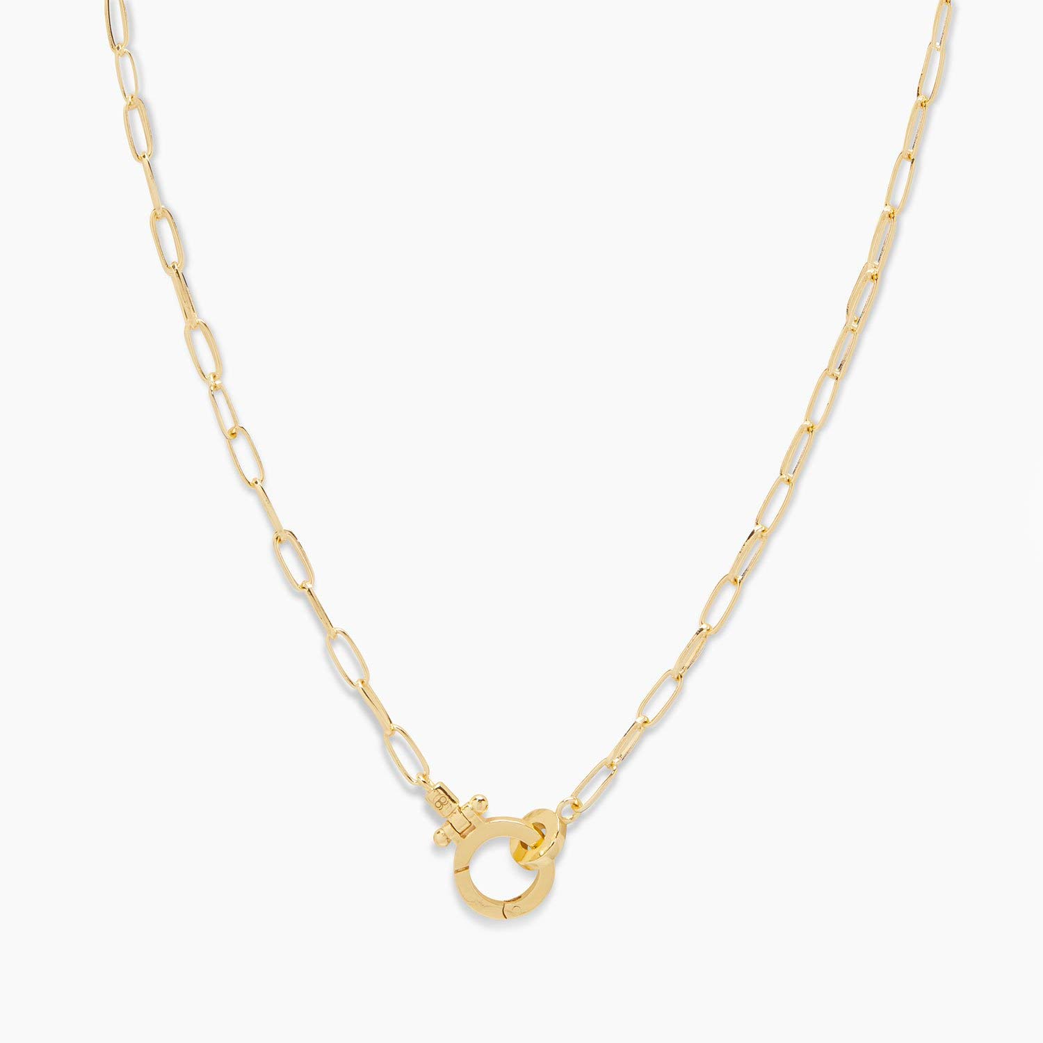 gorjana Women's Parker Mini Paperclip Link Chain Necklace, 18K Gold Plated, Chunky Clasp