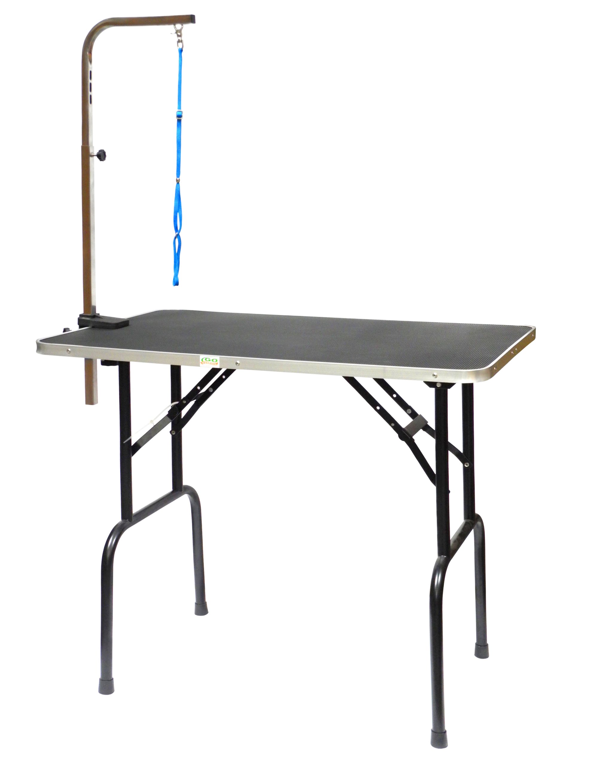 Go Pet Club 30-Inch Dog Grooming Table, Adjustable Arm Foldable Non-Slip Top, Rust-Proof, Waterproof, Warp-Free Trimming Table for Pets, Black