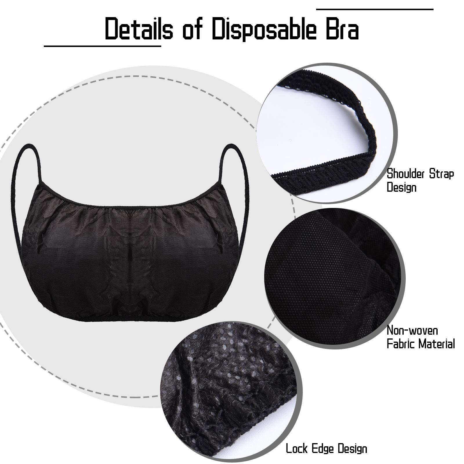 Janmercy Disposable Bras Beauty Black Disposable Bra Women's Disposable Sunless Spray Tan Top Underwear Brassieres for Spray Tanning (24 Pieces), Medium
