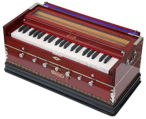 Harmonium, BINA No. 9A, In USA, 7 Stops, 3 1/2 Octaves, Rosewood Color, Coupler, Special Double Reeds, Bag, Indian Musical Instrument (GSB-BCB)