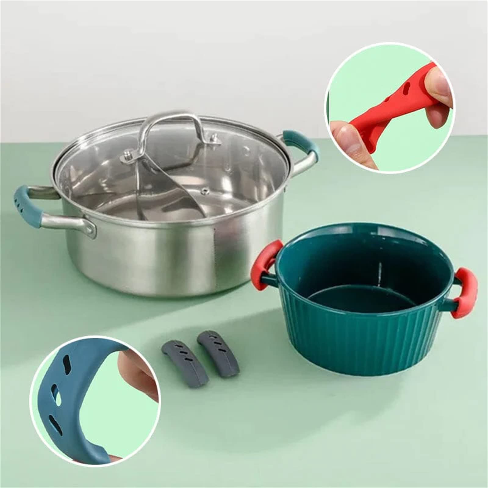 IVBUT Silicone Anti-Scald Pot Handle Cover,Cubierta De Aislamiento De Mango De Olla De Silicona Antiquemaduras,Assist Handle Holder for Any Metal Pan. (A,8PCS)
