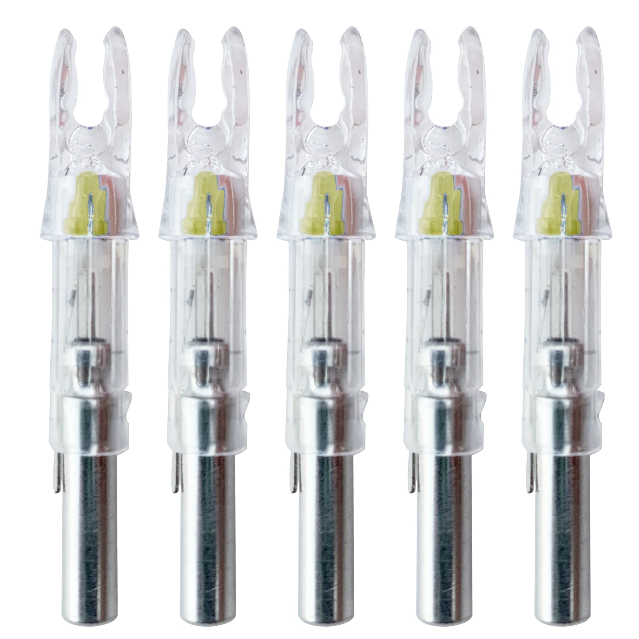 Lighted Nocks for Arrows, Crossbow Bolts (Pack of 12 with Case), 0.244"/ 6.2 mm Inside Diameter LED Archery Hunting (Yellow)