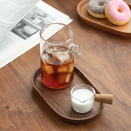 Vandroop Serving Trays for Parties, Small Tray for Tea&Coffee, Oval Wooden Plates for Serving Food, Decorative Tray for Fruit, Appetizer&Vegetables, Tray for Bathroom 7.8"×4.6" (Walnut, Set of 2)