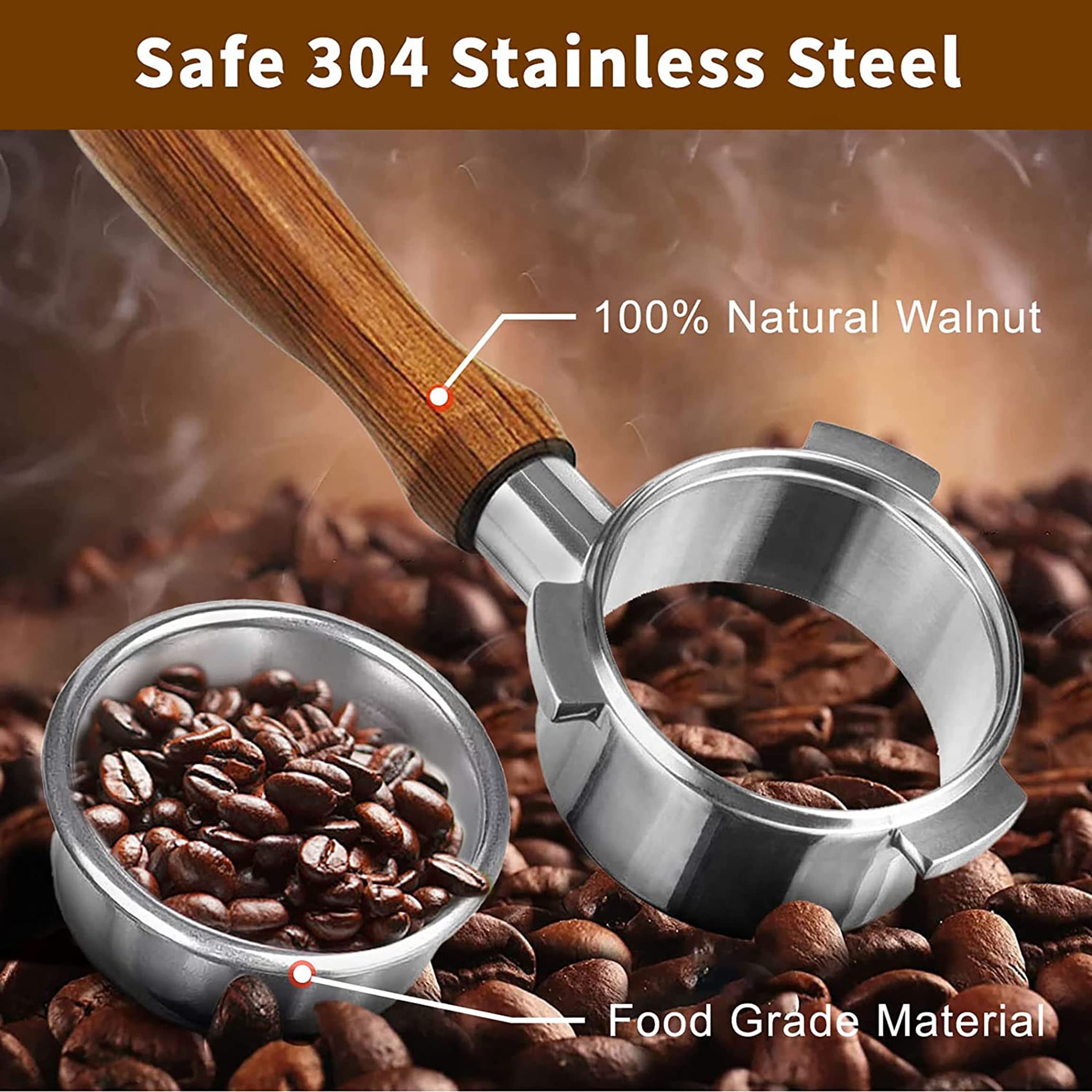 Lapto 54mm Coffee Bottomless Portafilter, Compatible with Breville Barista Bes 870/878/880 Replacement Parts Bottomless Portafilter(brown).