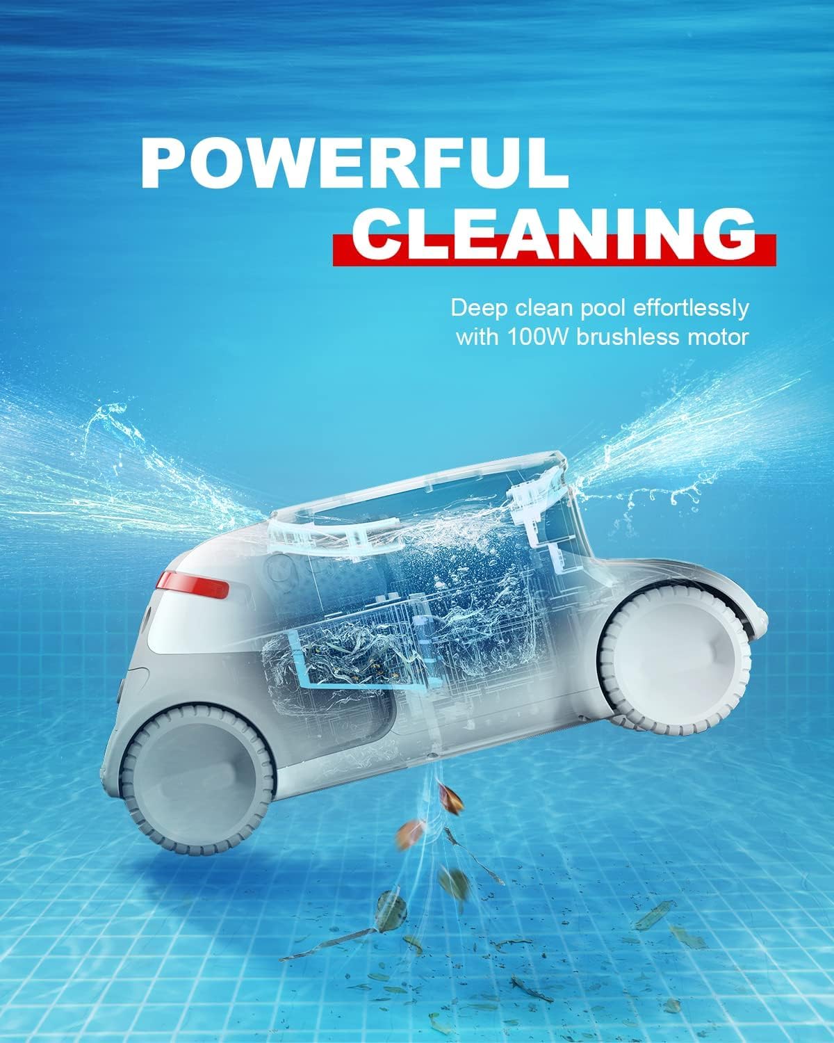 Genkinno Pool Cleaner Cordless Robotic Pool Vacuum: Automatic Pool Cleaners for Above/In Ground Swimming Pools - Smart Navigation Robot Pool Vacuum Cleaner Lasts 120 Mins for Efficient Cleaning