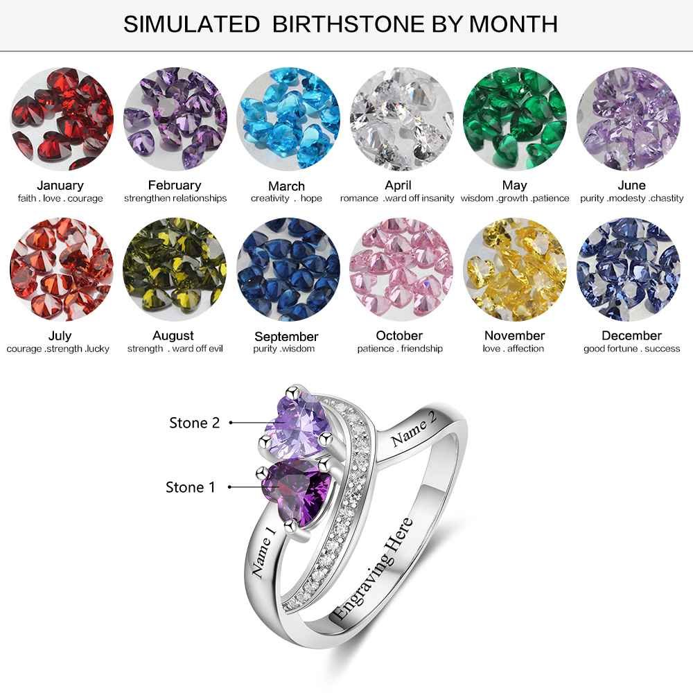 GLAMCARAT Sterling Silver Personalized Birthstone ring engraved personalized jewelry for women name promise ring for her (sterling-silver, 8)