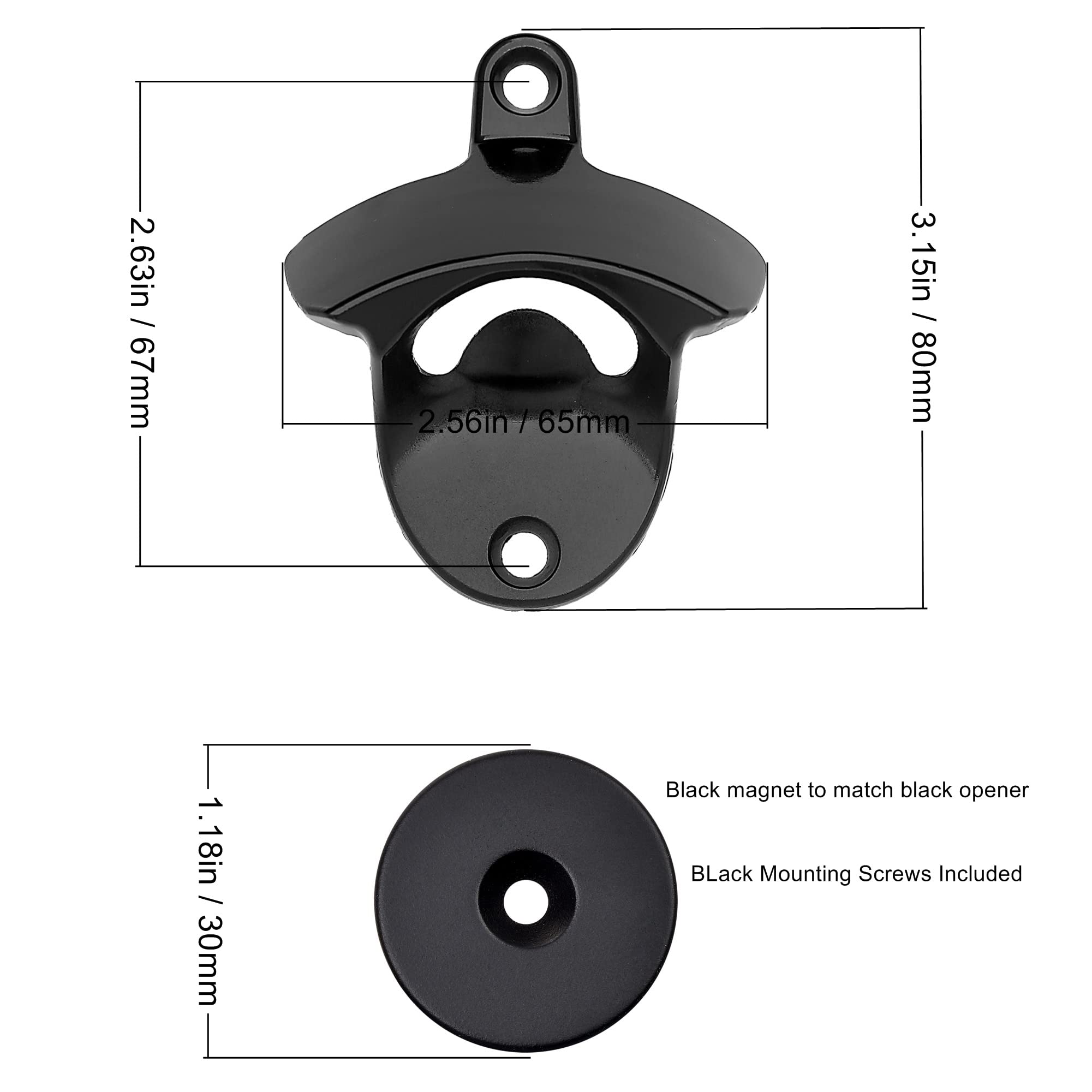 Luwanburg Gun-metal Black Wall Mounted Beer Bottle Opener Magnetic with Magnetic Bottle Cap Catcher