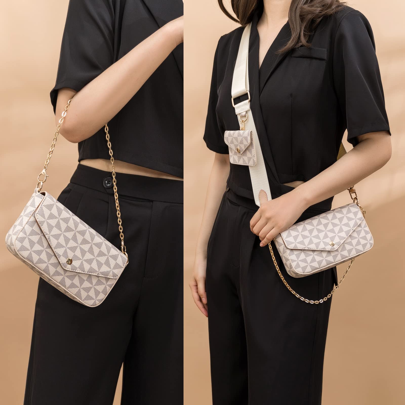 Lacel Urwebin Small Crossbody Bags for Women Stylish Designer Purses White Messenger Bags Coin Purse including 2 Size Bag