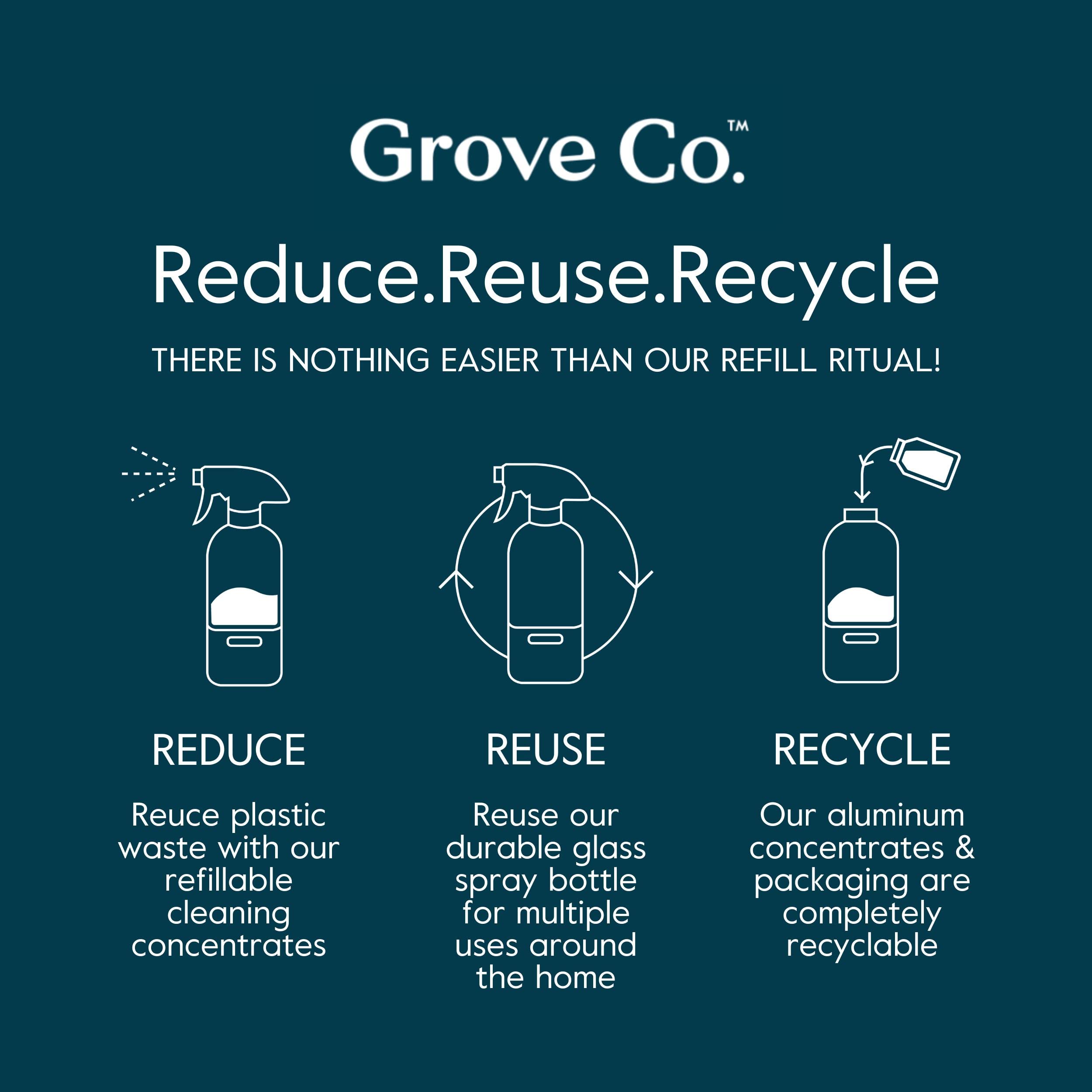 Grove Co. Multi-Purpose Cleaner, Refill Concentrate (6 x 1 Fl Oz) Plant-based Household Cleaning Supplies, Ammonia & Chlorine Free, No Plastic Waste, Orange & Rosemary Scent, Total 3 x 2 Pack Refills
