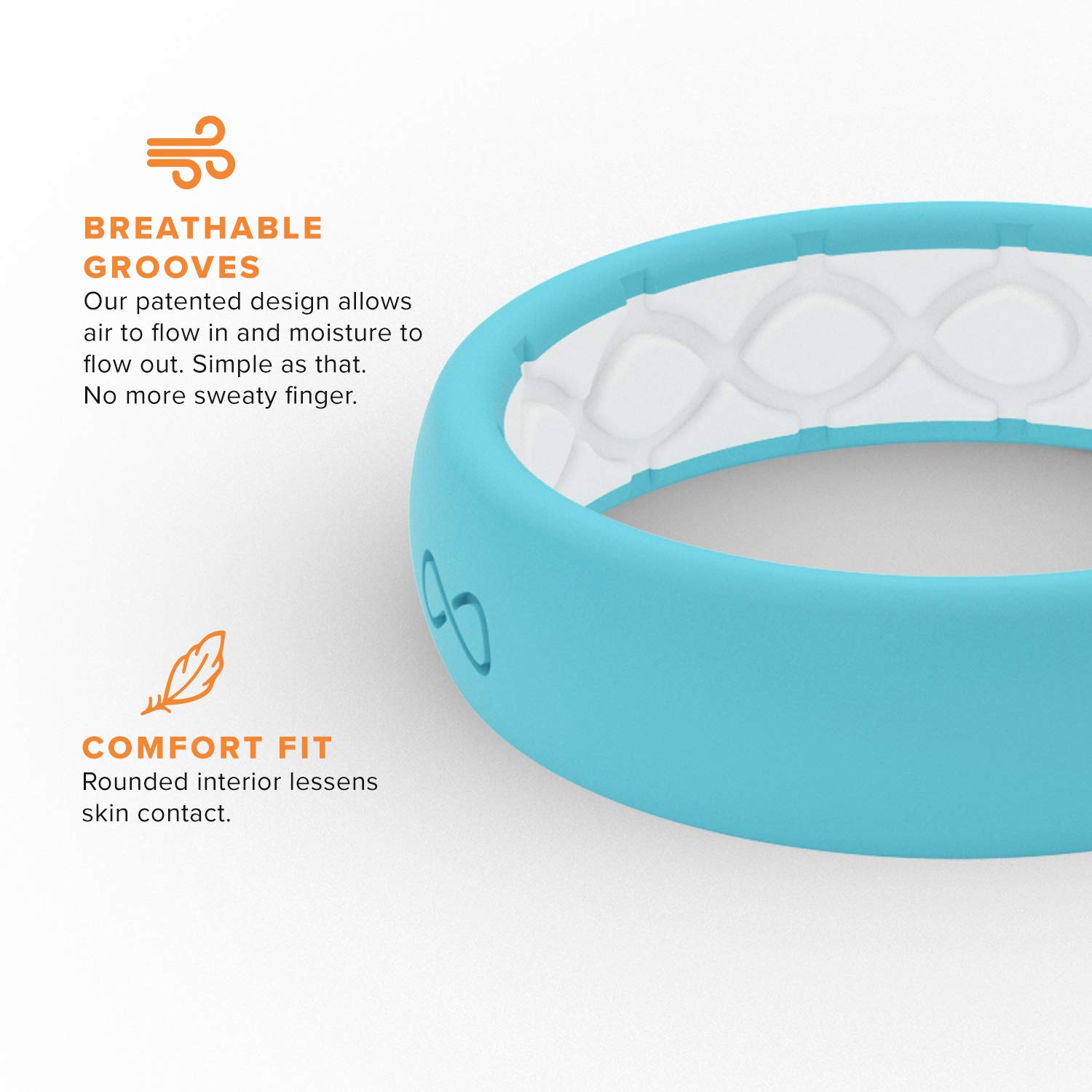 Groove Life - Silicone Ring For Men and Women Wedding or Engagement Rubber Band with Lifetime Coverage, Breathable Grooves, Comfort Fit, and Durability - Thin Solid Storm Grey Size 5